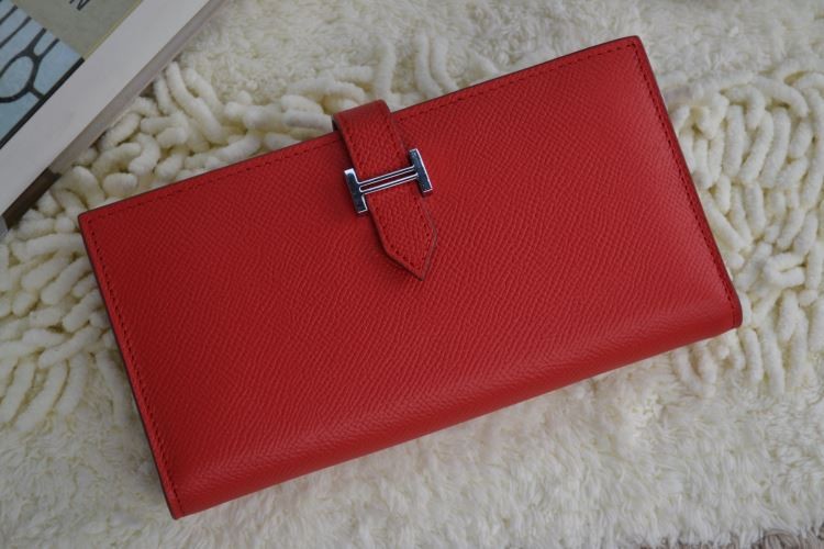 Hermes Calf Leather Wallet H005 H Red